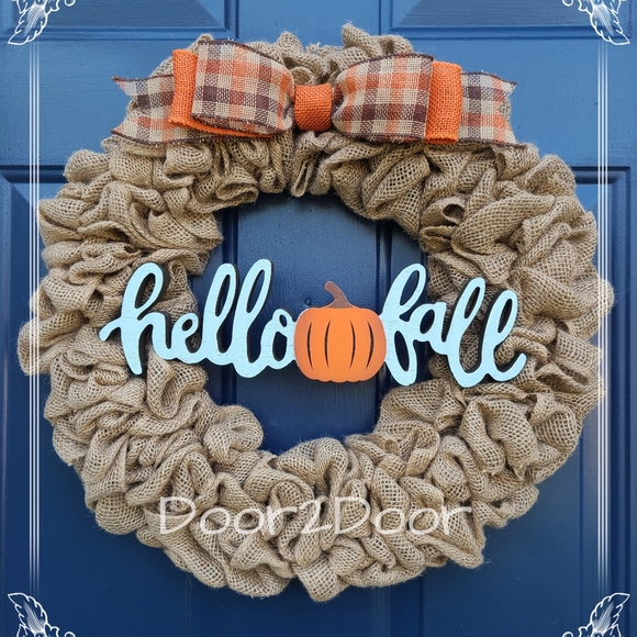 Hand Crafted | Accents | Hello Fall Wreath Home Door Decor | Poshmark